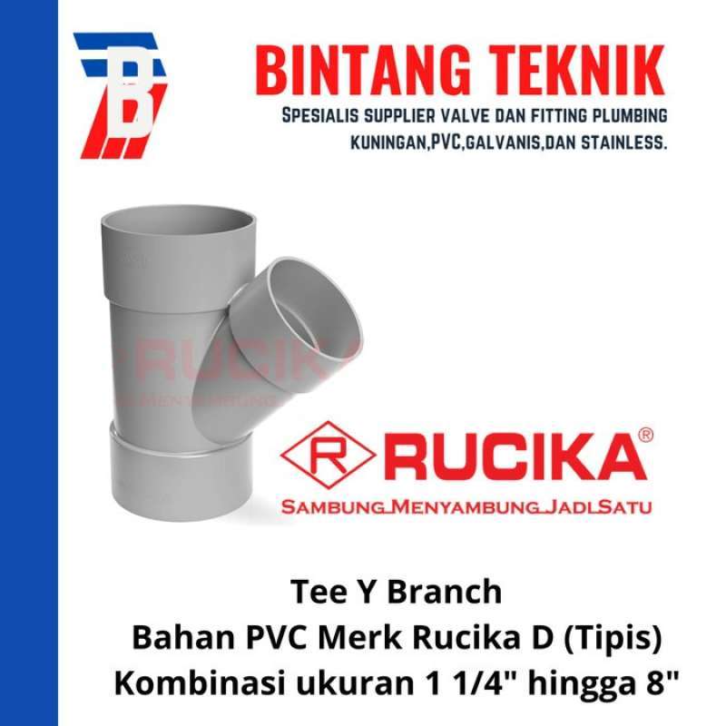 Jual Tee Y Branch PVC Rucika 1 1/2 x 1 1/2 - D (Tipis) di Seller Toko ...