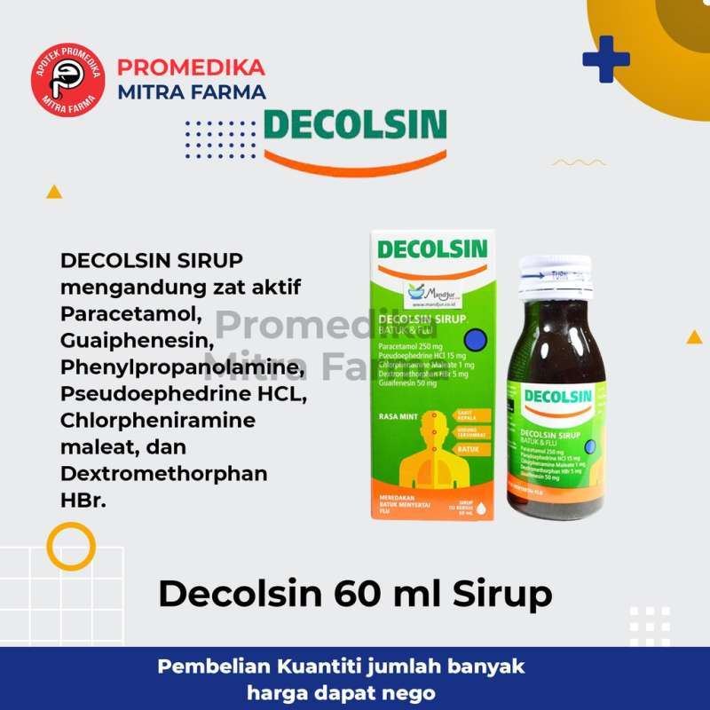Jual Decolsin 60 ml Sirup / Botol / Obat Batuk dan Flu Dewasa di Seller ...