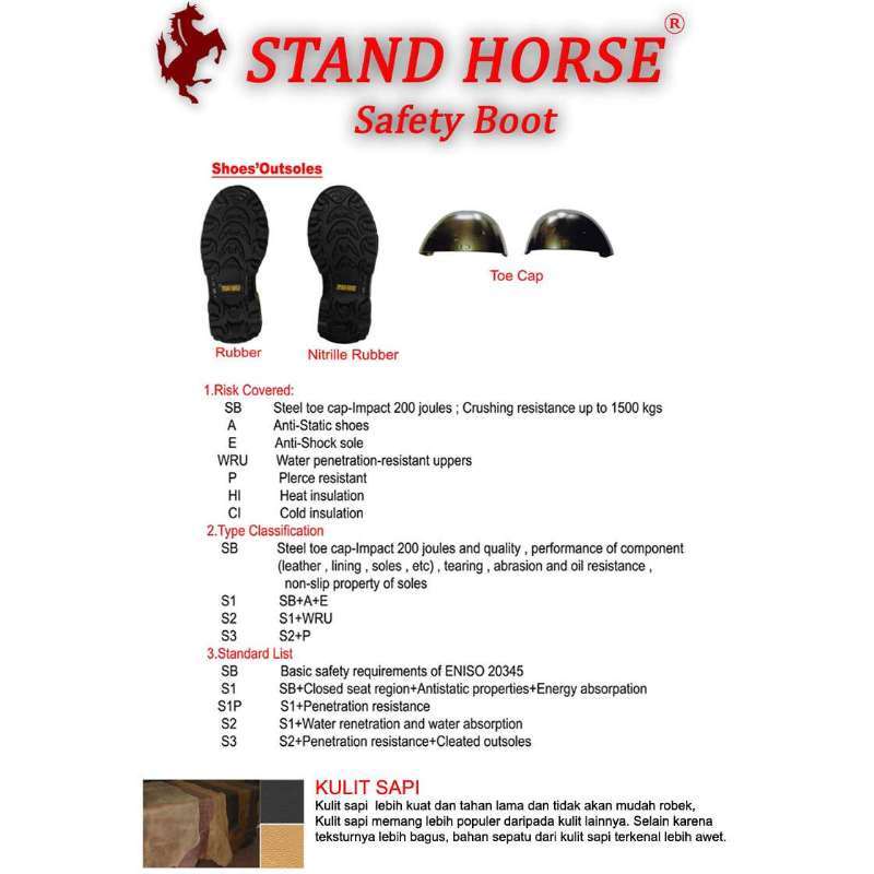 Jual Sepatu Safety Boot Standhorse Art 807 Kulit Sepatu Proyek Sepatu ...