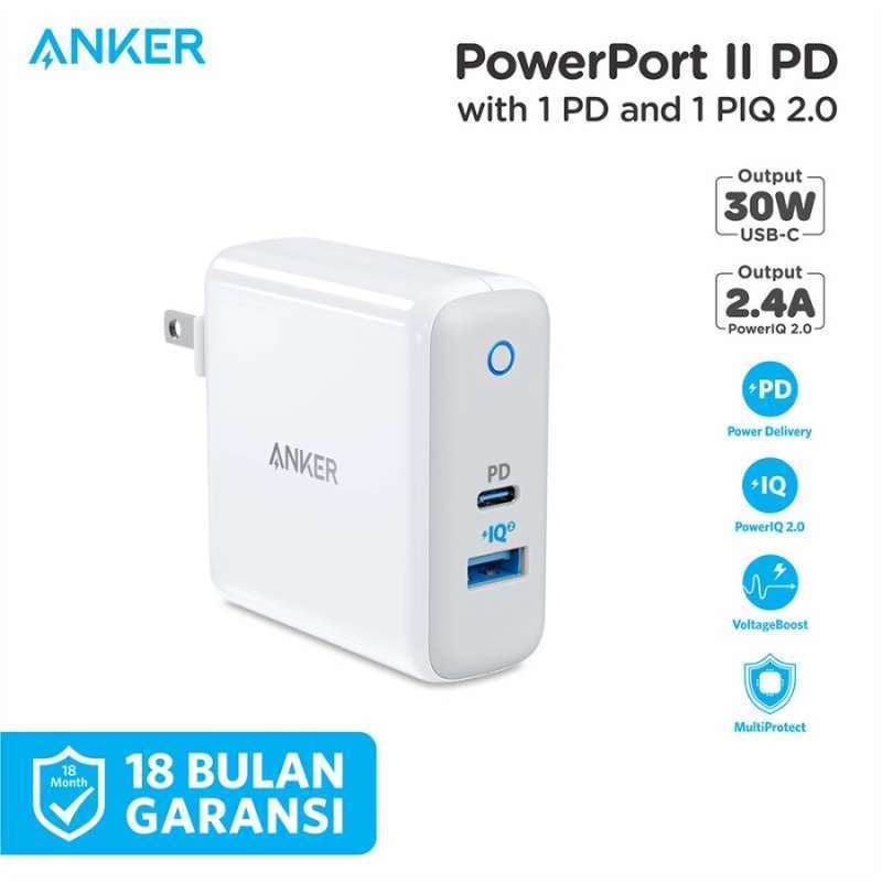 Promo Wall Charger Anker PowerPort II with PD White - A2321 - PIPIH (US ...