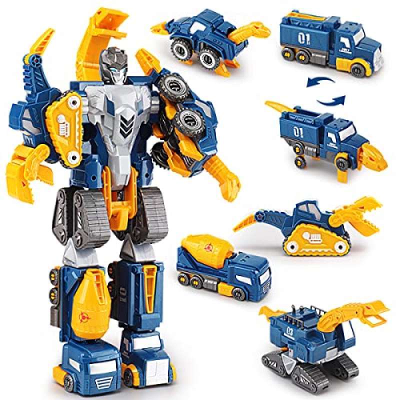 Promo 5-in-1 Dinosaur Construction Vehicle Toy Magnetic Set, Transform ...