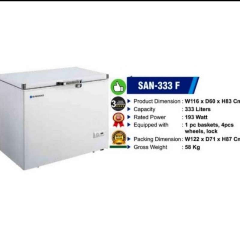 Jual SANSIO CHEST FREEZER SAN 333F-SANSIO 333LITER di Seller Danidan ...