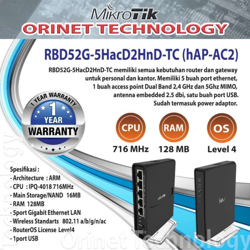Promo Mikrotik Rbd52G-5Hacd2Hnd-Tc Hap-Ac2 Diskon 12% di Seller Dikaza ...