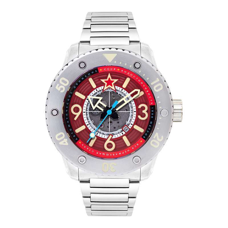 Promo CCCP Naval Barrakuda CP-7094-44 Automatic Red Dial Stainless ...