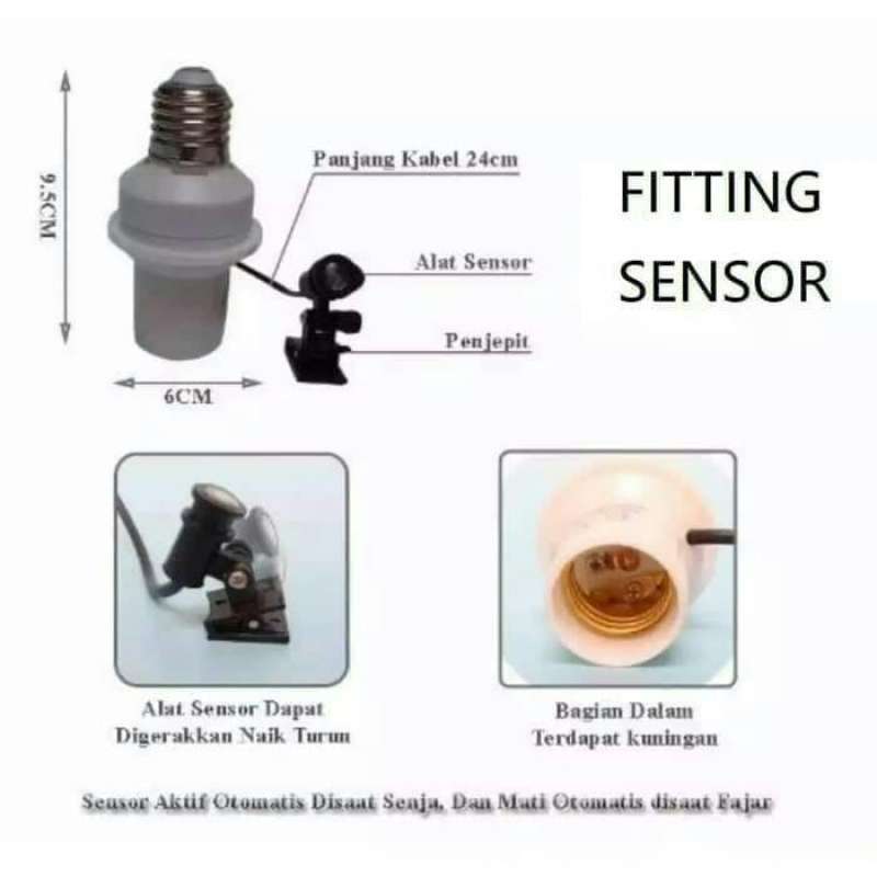 Jual Fiting Lampu Otomatis Sensor Cahaya / Fitting Lampu Sensor Cahaya ...