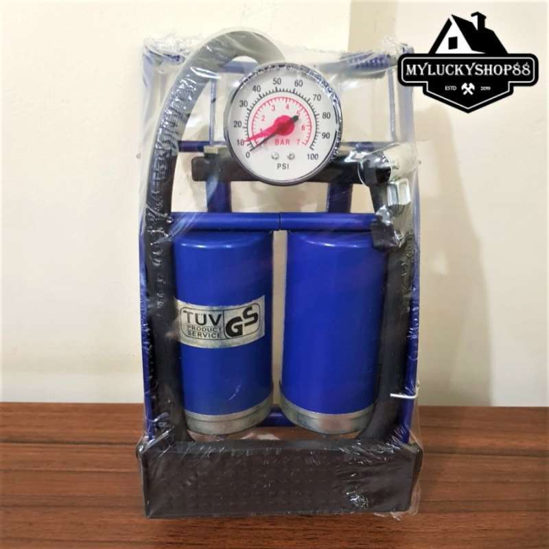 Promo Pompa Injak 2 Tabung - Pompa Kaki Angin Ban Sepeda Bola Foot Pump ...