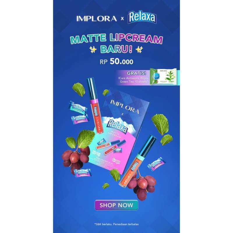 Promo Implora X Relaxa Matte Lipcream (limited Edition) Diskon 18% Di ...