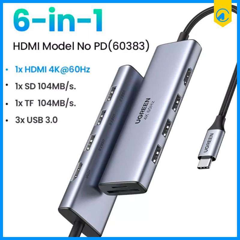 Jual Ugreen 60383 USB C Multifunction Adapter 6in1 HDMI Card Reader (NO PD) di Seller Toko ...