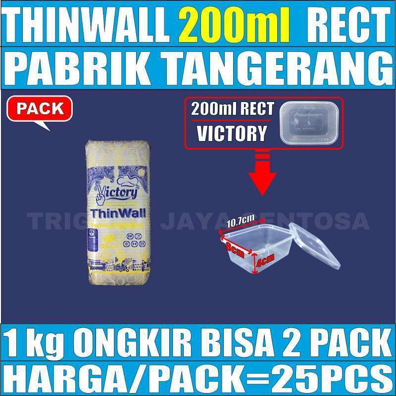 Jual Thinwall 200ml Per Pack Rectangle Food Container Kotak Makan