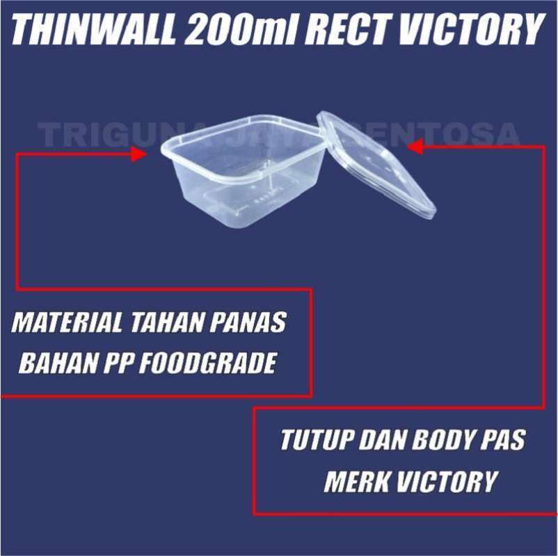 Jual Thinwall 200ml Per Pack Rectangle Food Container Kotak Makan
