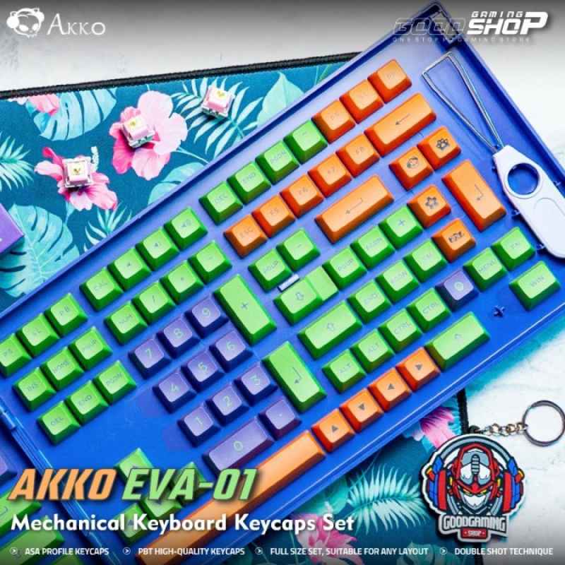 Jual Akko EVA-01 / EVA - 01 ASA Profile 158 Keycaps PBT Double Shot ...
