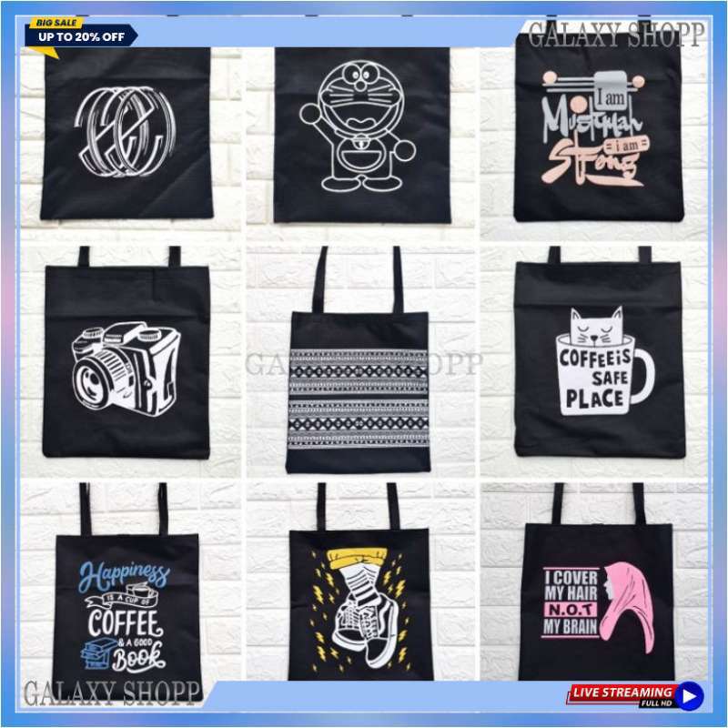 Jual Totebag Sablon Bahan Dinnir Tas Belanja Tas Kuliah Tas Sablon - di ...