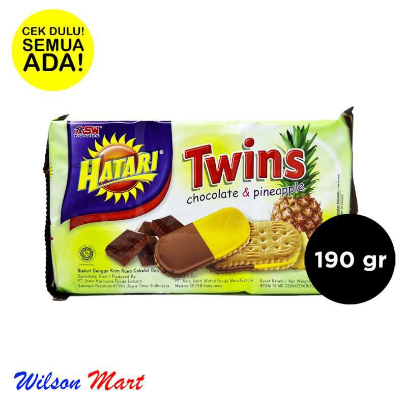 Jual ASW HATARI TWINS CHOCOLATE PINEAPPLE FLAVOUR CREAM BISCUITS 190 ...