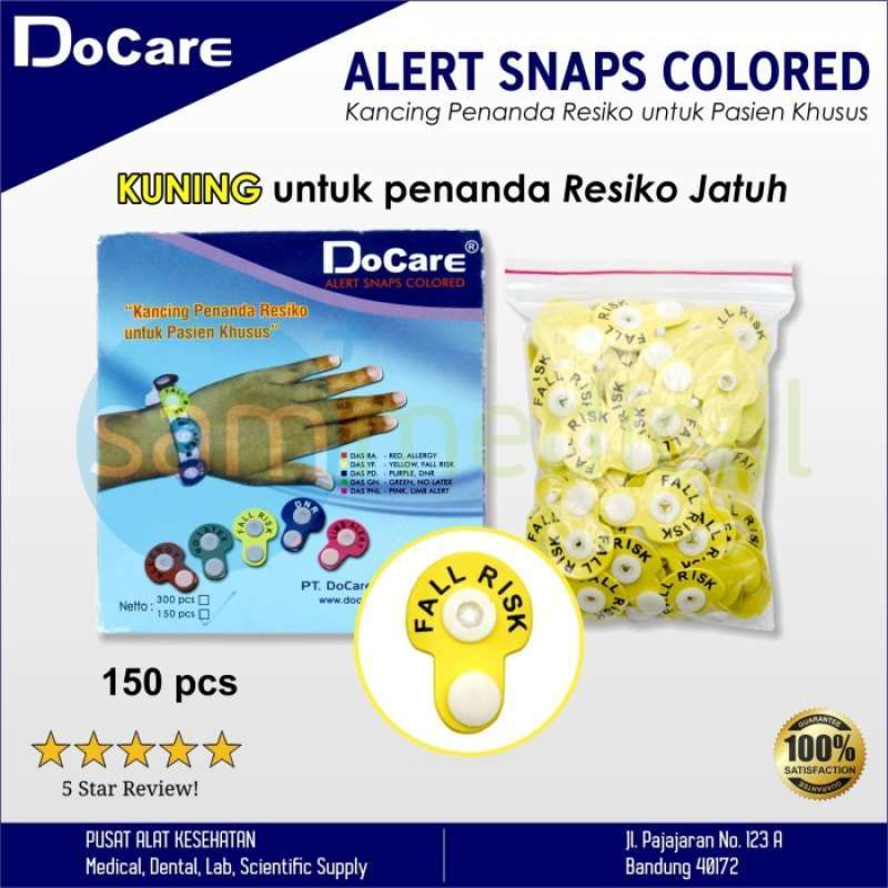 Jual Docare Kancing Penanda Khusus pasien/Alert Snap Yellow Fall Risk ...