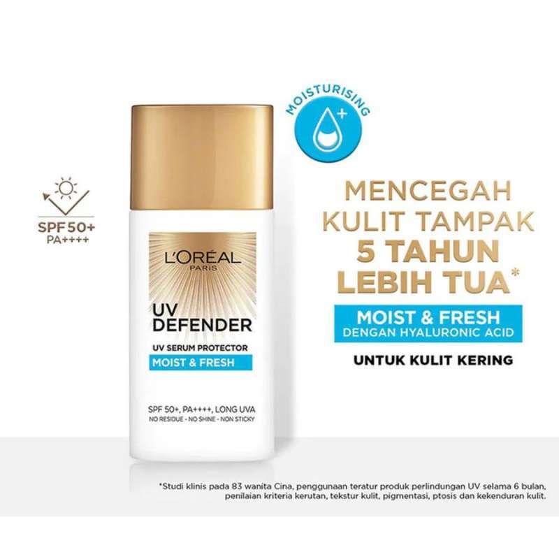 Jual Loreal UV Defender UV Serum Protector BRIGHT & CLEAR Hyaluronic ...
