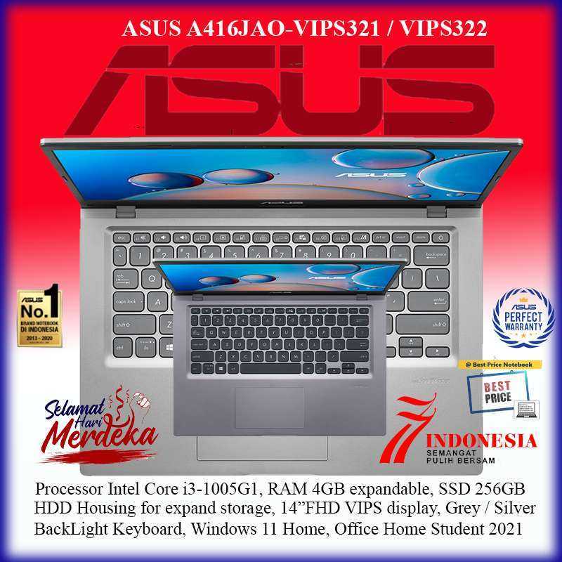 Jual Laptop Asus A416jao-vips322 I3-1005g1/256gb/4gb/w11/ohs/grey Di ...