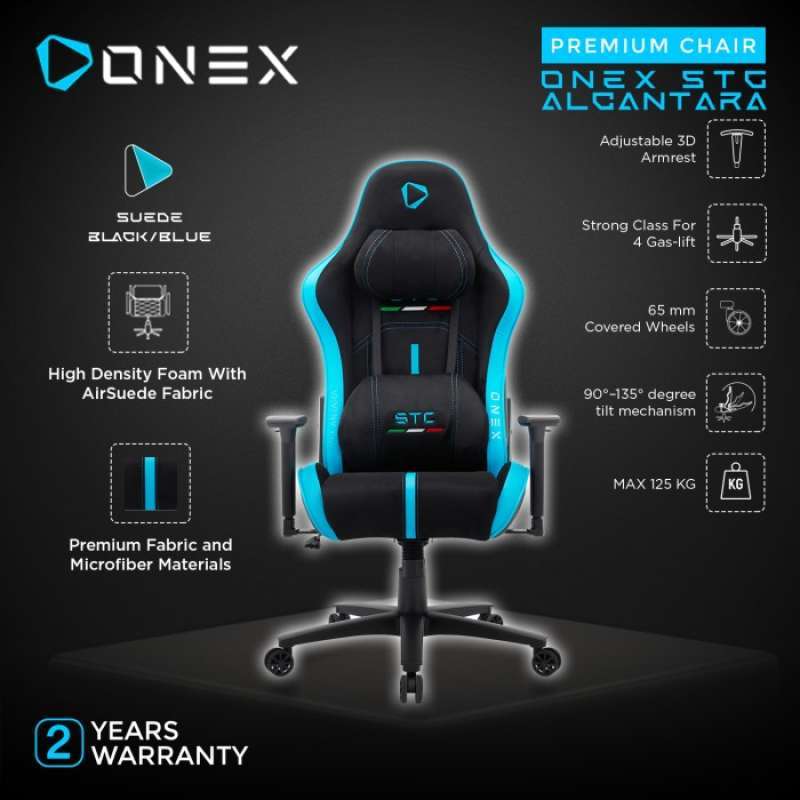 Jual ONEX STC ALCANTARA SERIES FABRIC PREMIUM GAMING CHAIR KURSI-BLACK-BLUE di Seller Cullen ...