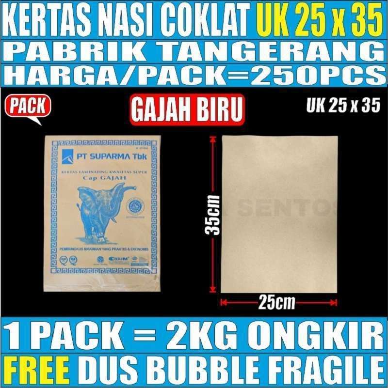 Jual Kertas Nasi Bungkus Coklat Gajah Merah Pink Besar n Biru Kecil Per ...