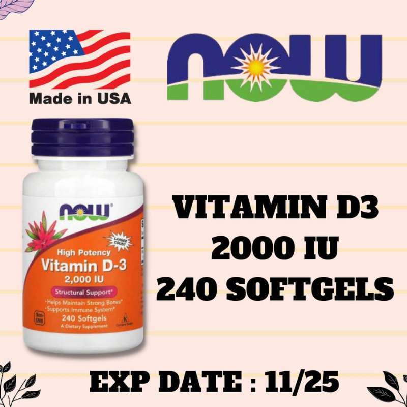 Jual Vitamin D3 2000 Iu 120 Capsul Softgels 240 Capsul Softgels Now Foods Di Seller ...