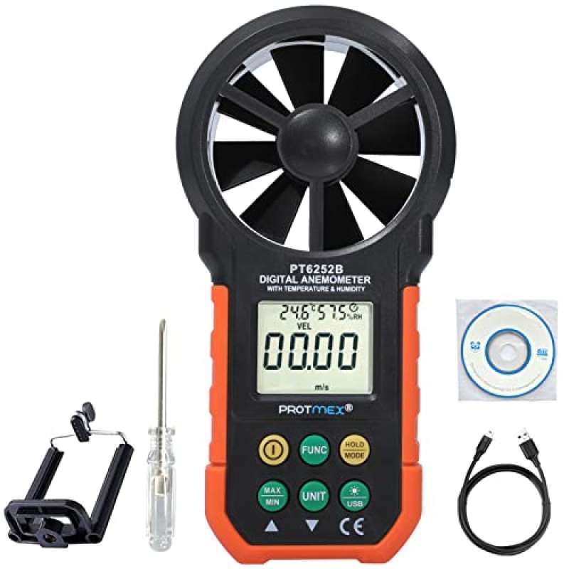 Promo Protmex Handheld Usb Wind Speed Meter Digital Anemometer Portable Lcd Backlight Humidity