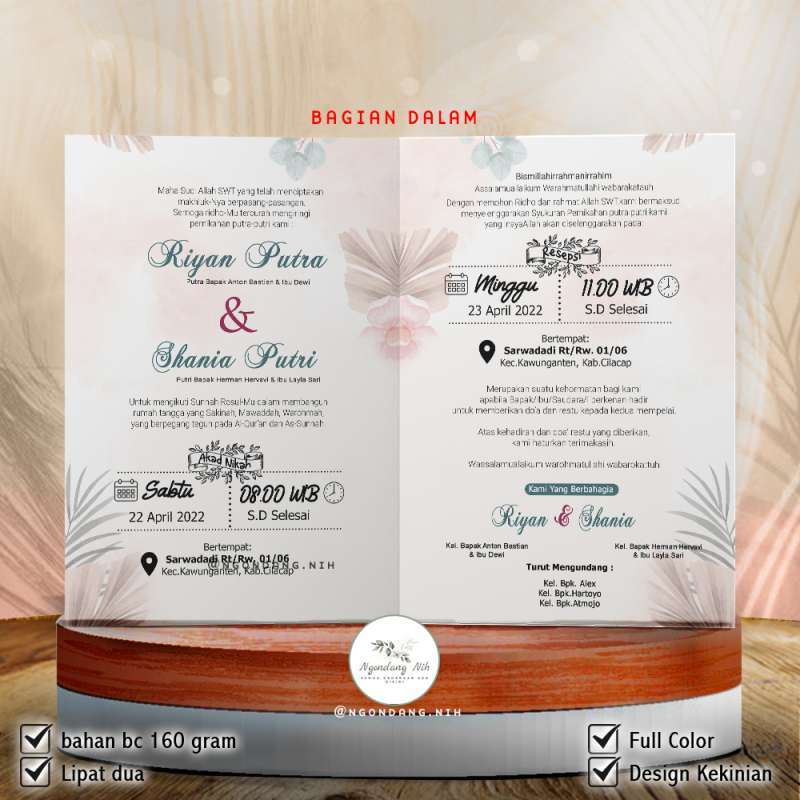 Jual Undangan Pernikahan Custom Isi 50pcs Custom Inisial Aesthetic - Bc ...