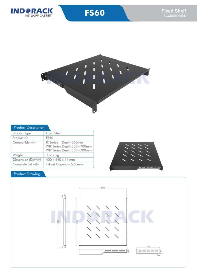 Jual Fixed Shelf 400mm Fs60 -ambalan Close Rack Tatakan Rak Server ...