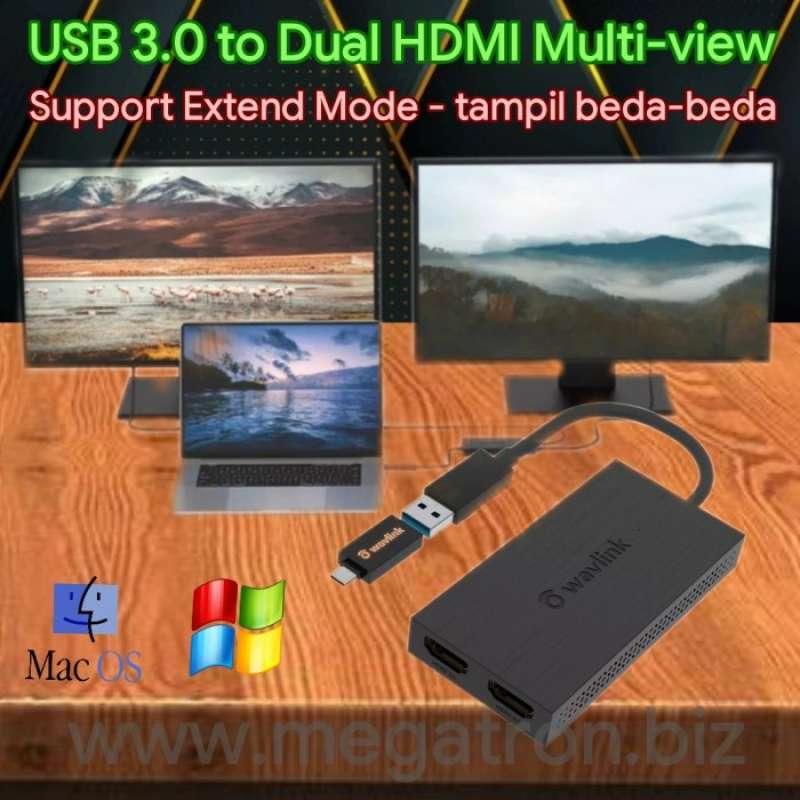 Jual Multiple Monitor USB 3.0 to Dual HDMI Extend Display 2 Monitor 4K ...