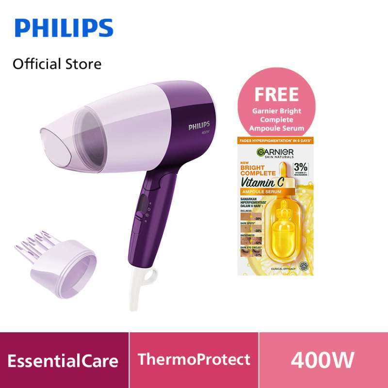 Jual Philips Essential Care Dryer HP8126/02 Ungu Free Garnier Bright ...
