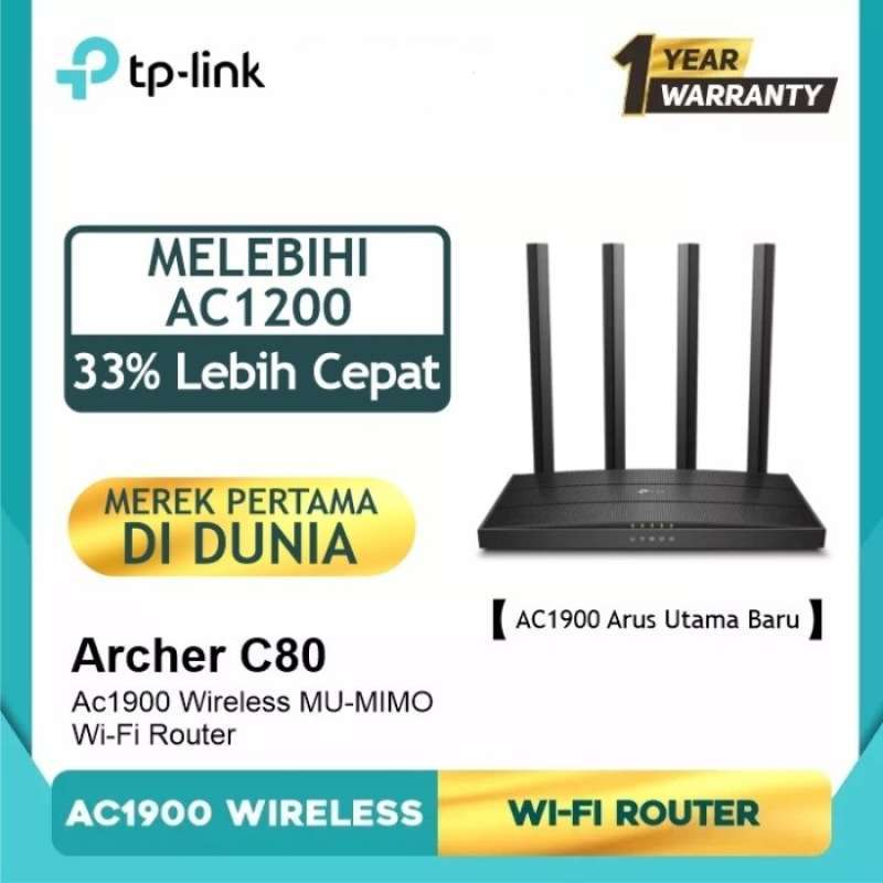 Jual TP-Link AC1900 Wi-Fi Router Dual Band MU-MIMO Archer C80 - Hitam ...