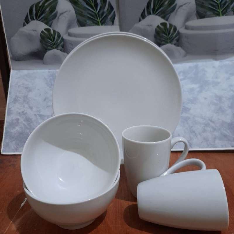 Jual Free Ongkir Piring Set Keramik Weston / Dinner Set Putih ...