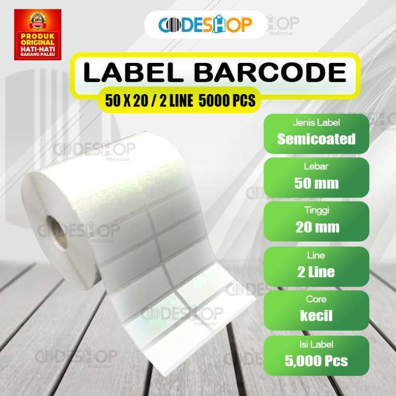 Jual KERTAS LABEL SEMICOATED 50x20 KORE KECIL / LABEL PRINTER BARCODE 50 X 20 ISI 5000PCS di ...