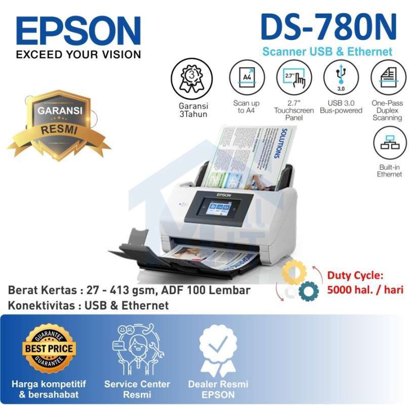 Jual Scanner Epson Ds-780n Ds780n Ds 780n Duplex Adf Ethernet A3 Stitch ...
