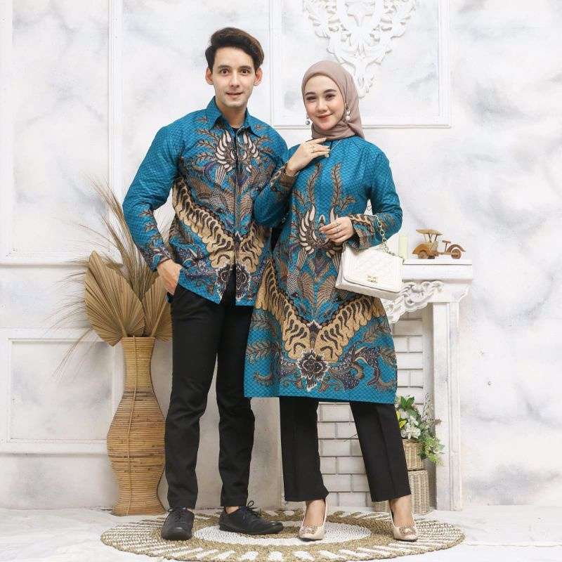 Jual Pakain Muslim Wanita Tunik Batik Lengan Panjang Bahan Katun Prima ...