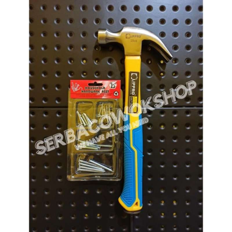 Promo Lippro Palu Kambing 16 Oz Gagang Fiber Claw Hammer Bonus Paku ...