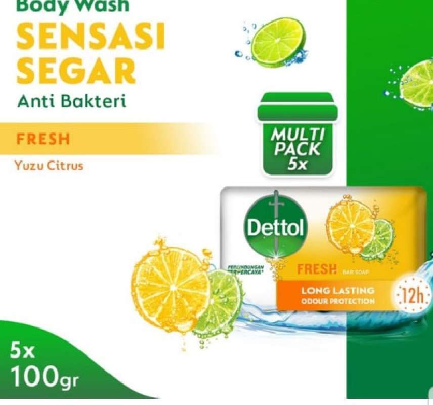 Jual Dettol sabun batang bar soap 5 pcs x 100 gram FRESH YUZU CITRUS ...