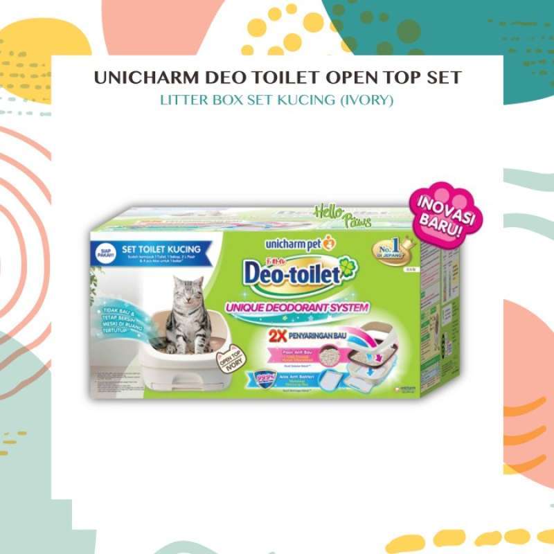 Promo Unicharm Pet Cat Litter Box Set / Deo Toilet Kucing Open Top Set ...
