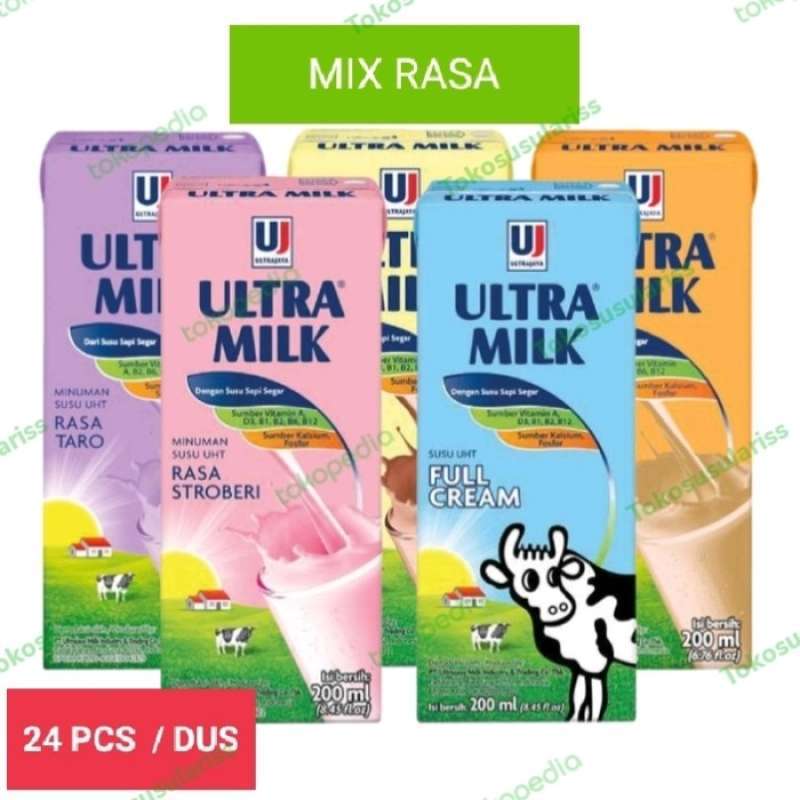 Promo Susu Uht Ultra 200 Ml Rasa Mix Isi 24 Pcs 1 Dus Diskon 14% di ...