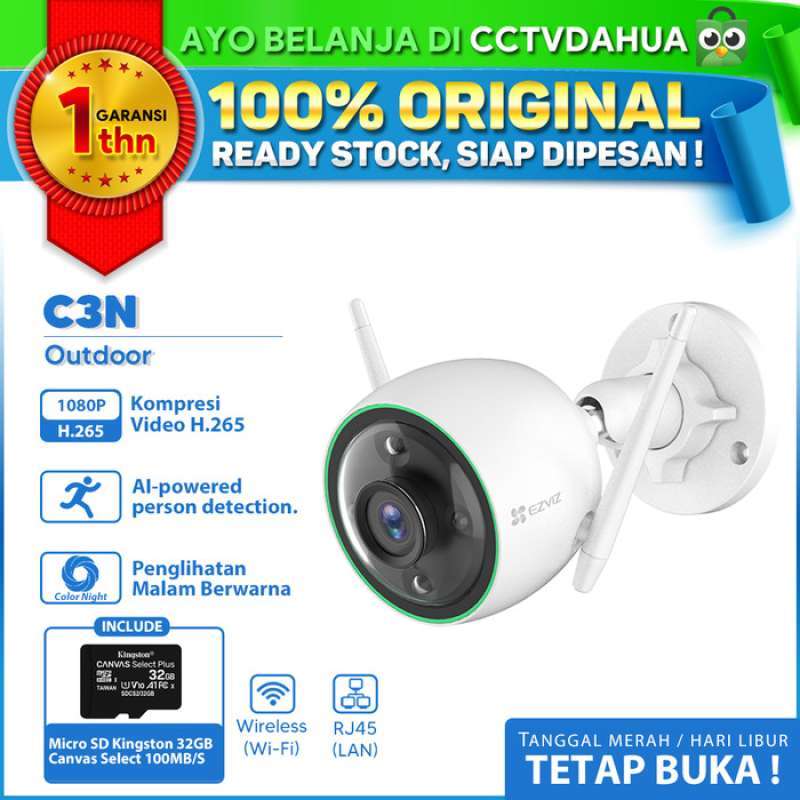 Promo Ezviz C3N Cctv Free Micro Sd 32Gb Wi-Fi/ C3N Bergaransi Resmi 1 ...