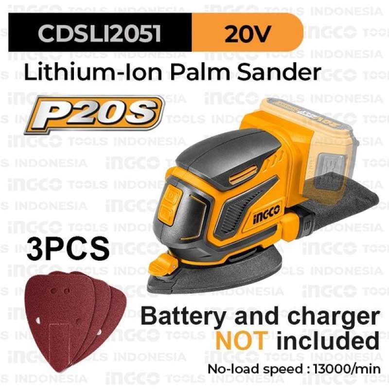 Jual Cordless Palm Sander INGCO CDSLI2051 P20S Mesin Amplas Baterai ...