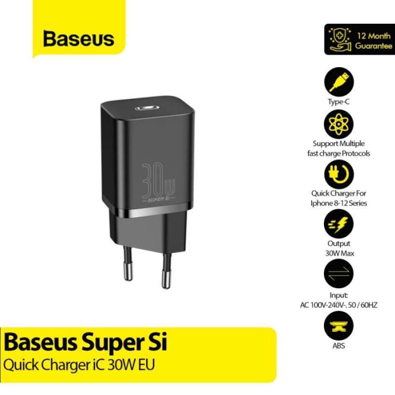 Promo Baseus Charger Super Si 30W Fast Charging USB Type C Iphone ...