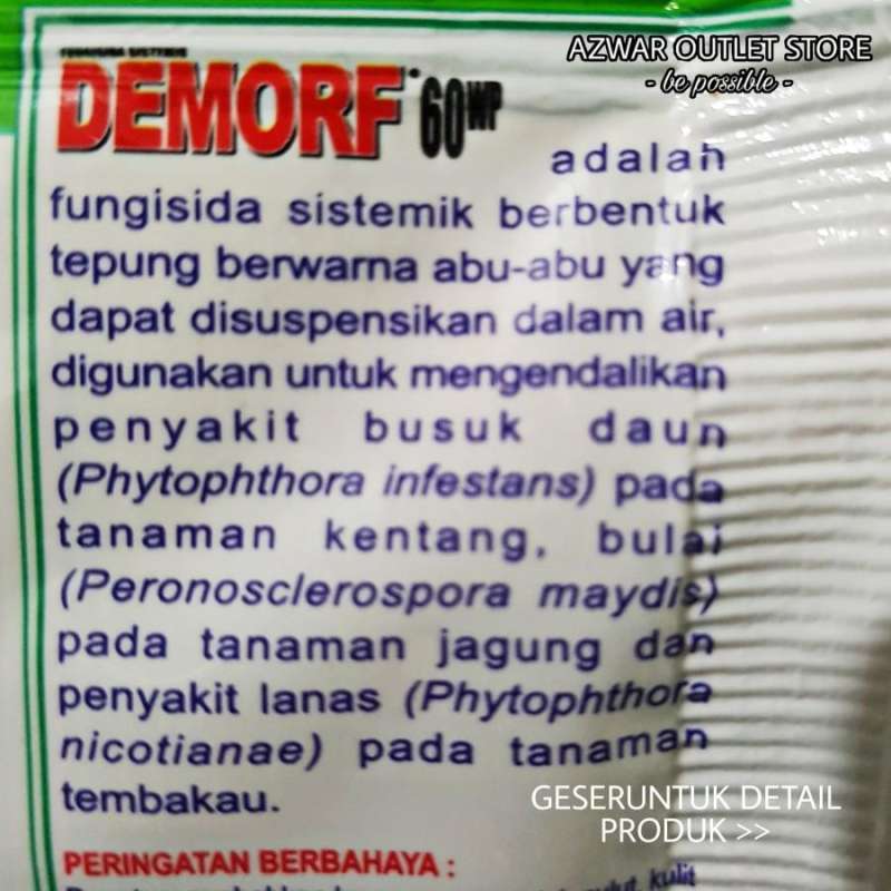 Jual FUNGISIDA DEMORF 60WP | obat penyakit bulai dan busuk daun di ...