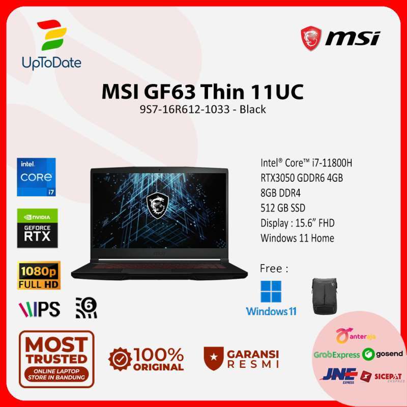 Promo MSI GF63 Thin 11UC 9S7-16R612-1033 Core i7-11800H 8GB 512GB ...