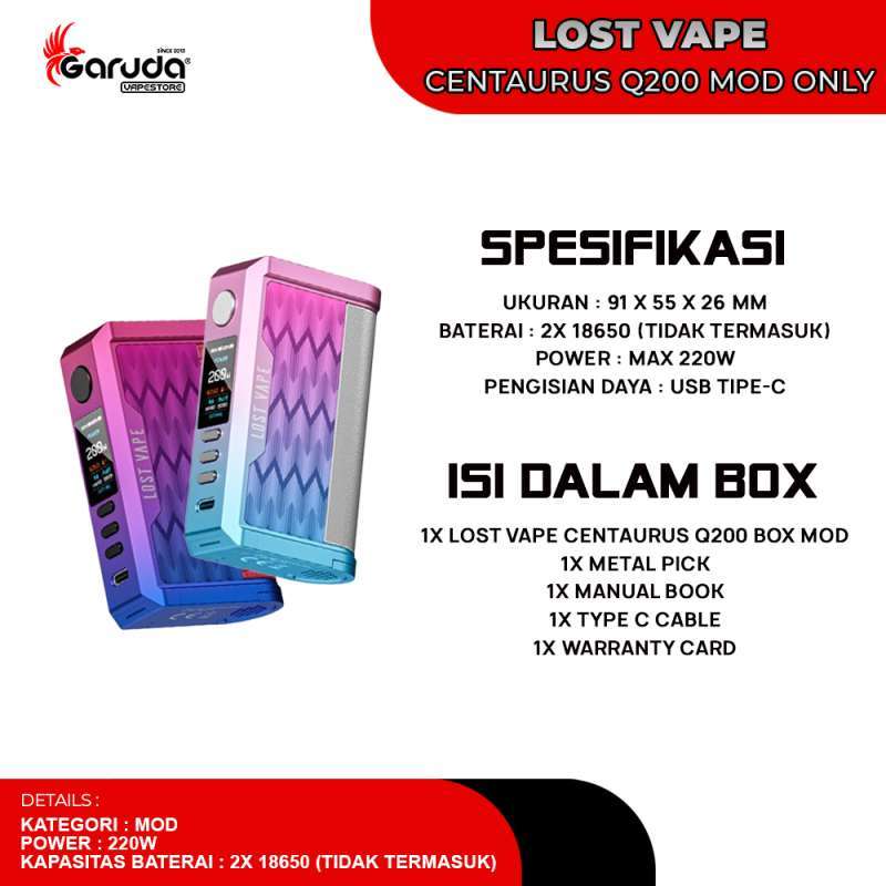 Jual Centaurus Q200 Mod By Lost Vape 100 % Authentic Di Seller Garuda ...