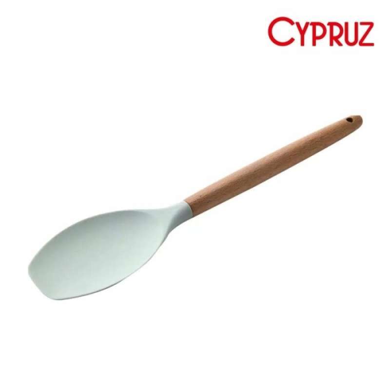 Promo Spatula Sendok Sayur Serving Spoon Silikon Lengkung Gagang Kayu ...