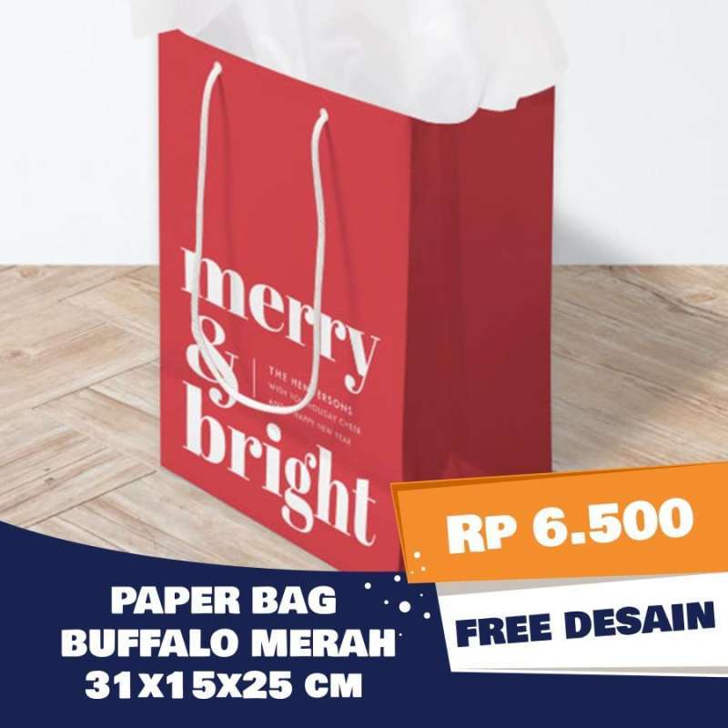 Jual Paper Bag Tas Kertas Goodie Bag Buffalo Warna Merah Souvenir ...
