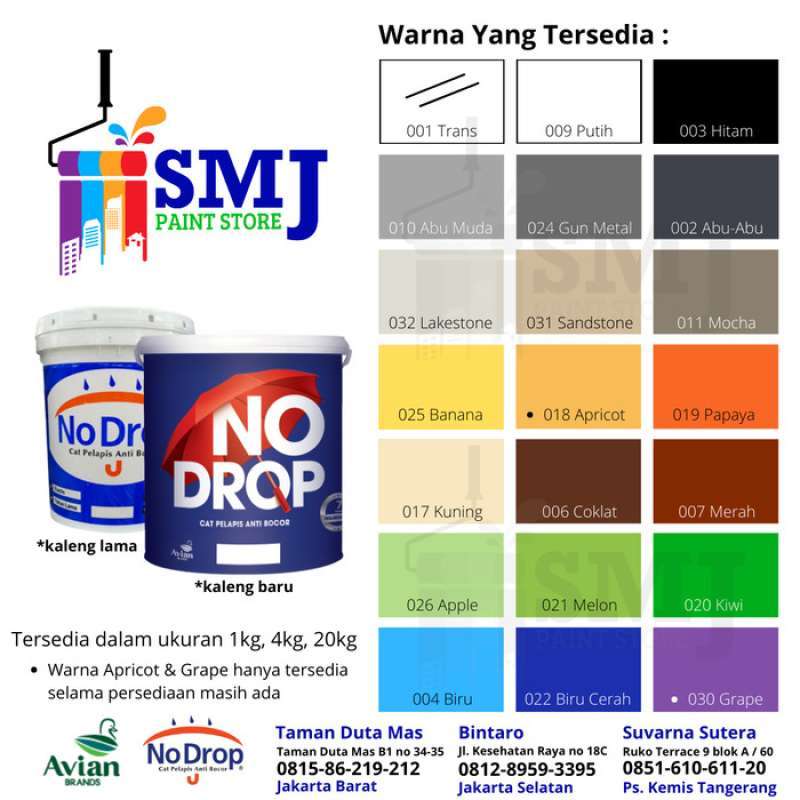 Promo Cat Pelapis Anti Bocor No Drop Kemasan 20kg Semua Warna - 007 ...