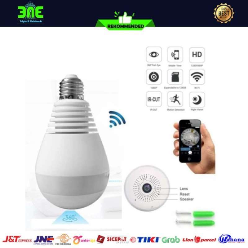 Jual IP Camera Bulb Bohlam Lampu Wifi Panorama 360 CCTV Ipcam HD 1.3MP ...
