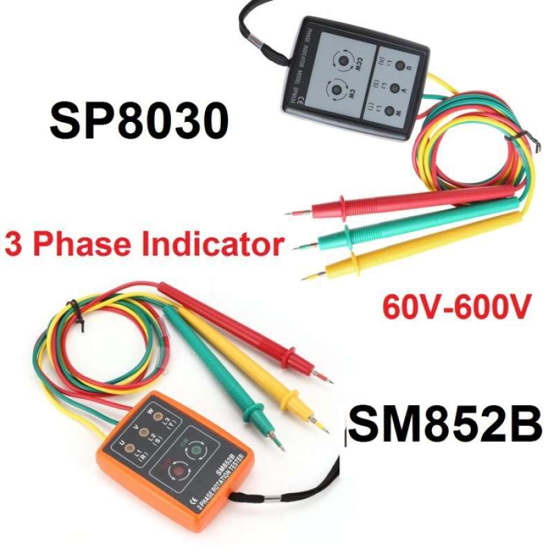 Jual Phase Indicator SP8030 SM852B Digital Three 3 Phase Tester ...