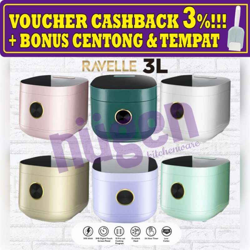 Jual Ravelle Digital Low Carbo Rice Cooker 3 Liter - GARANSI RESMI di ...