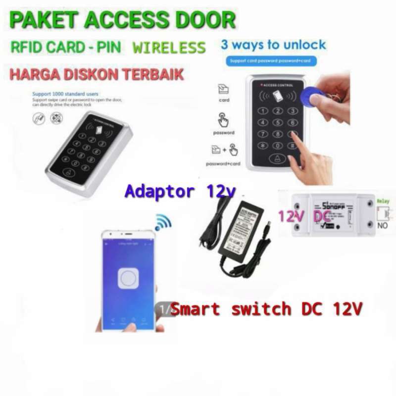 Jual Paket HEMAT ACCESS CONTROL + WIFI PIN RFID SONOFF SWITCH + ADAPTOR ...